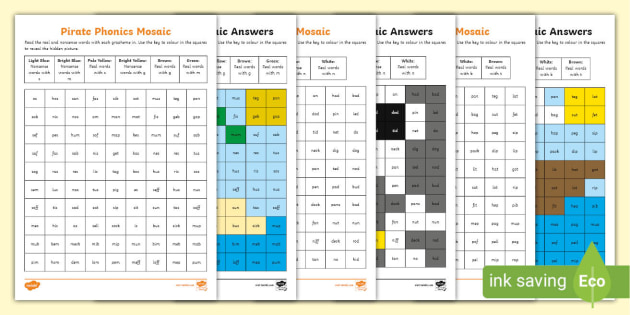 Pirates Phase 2 Mosaic Worksheets (teacher made)