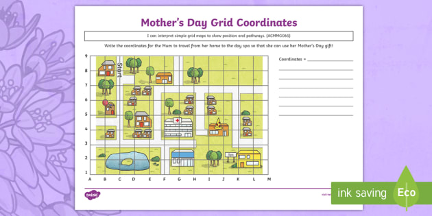 Mother's Day Grid Coordinates Worksheet / Worksheet