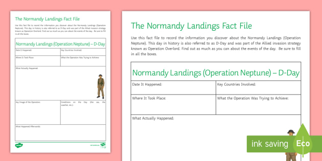 The Normandy Landings Fact File Worksheet / Worksheet