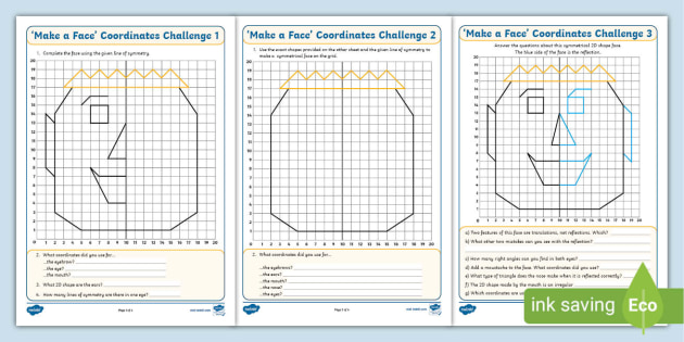 👉 Y4 Geometry: 2D Shape Symmetry and Coordinates Face Challenge
