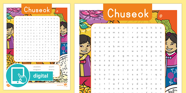 Chuseok Word Search - World Holidays Social Studies Activity
