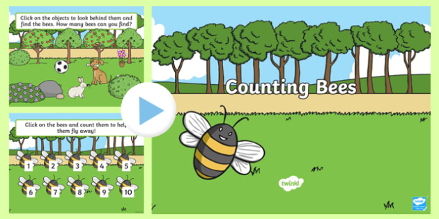 1-10 Find the Bees and Counting Interactive PowerPoint KS2