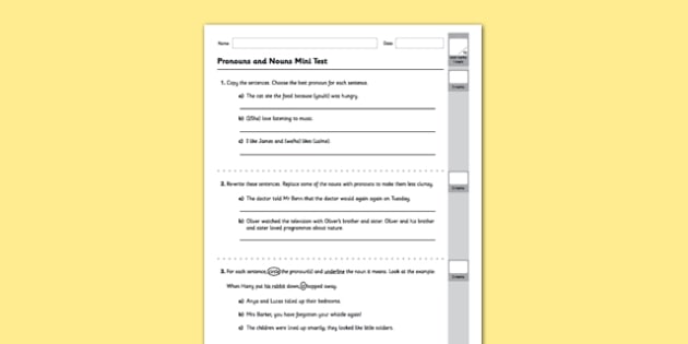 Nouns and Pronouns Exercises with Answers | Primary Teaching