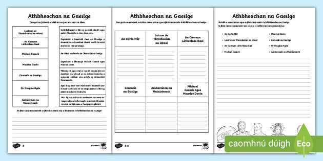 The Gaelic Revival Differentiated Writing Worksheets Gaeilge