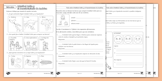 Hojas De Trabajo De Los Primeros Exploradores