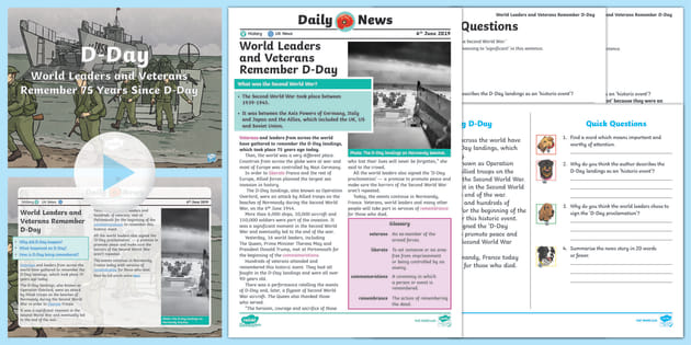 Remembering D-Day Reading Comprehension | Twinkl NewsRoom