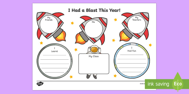 End of Year Space Themed Worksheet / Worksheet