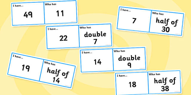 Doubles and Halves Loop Cards (teacher made)