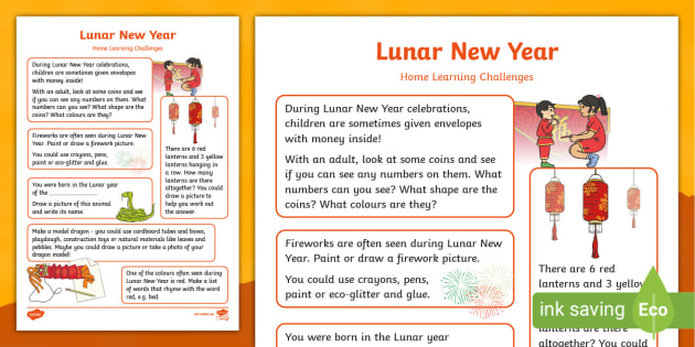 Lunar New Year Home Learning Challenges Reception FS2