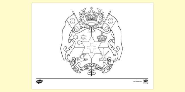FREE! - Coat of Arms Tonga Colouring Sheet | Colouring Sheets
