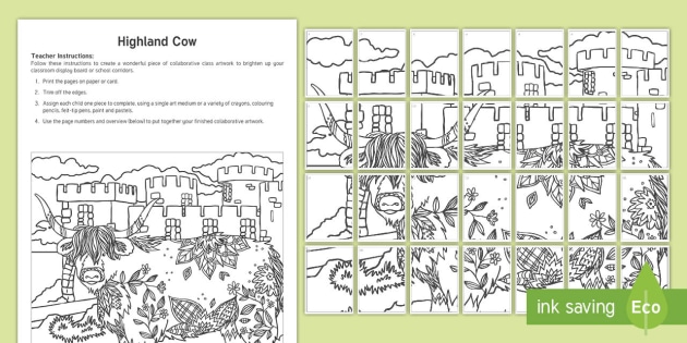 Highland Cow Collaborative Colouring Activity Pack