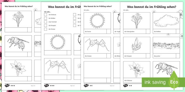 Spring Vocabulary Hunt Worksheet / Worksheets German