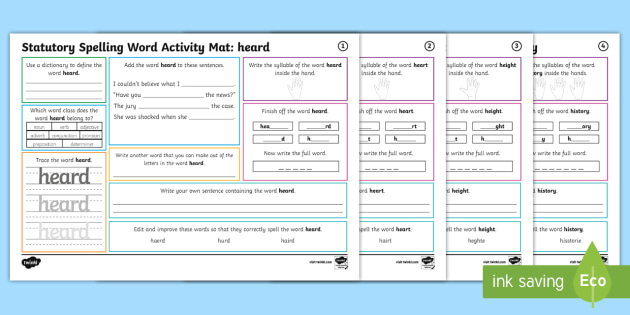 Year 3 and 4 Statutory Spelling Words Activity Mat Pack 10