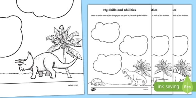 Dinosaur Themed Skills and Abilities Worksheet / Worksheet