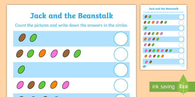 Jack and the Beanstalk Magic Bean Counting Sheet
