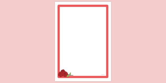 FREE! - Simple Blank Red Rose Page Border | Page Borders | Twinkl