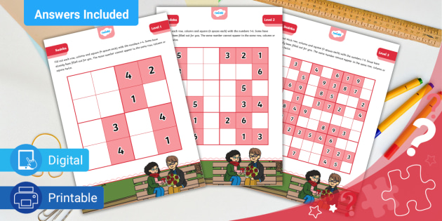 Valentine's Day Interactive Sudoku - Pack - Kids Puzzles