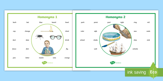 Homonyms Word Mats (teacher made)