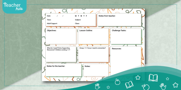 Lesson Planning Sheet | Boho Confetti | Teacher Aides