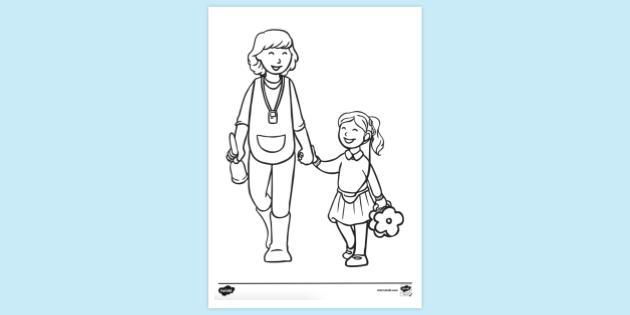 FREE! - Lunchtime Supervisor Colouring Sheet | Twinkl