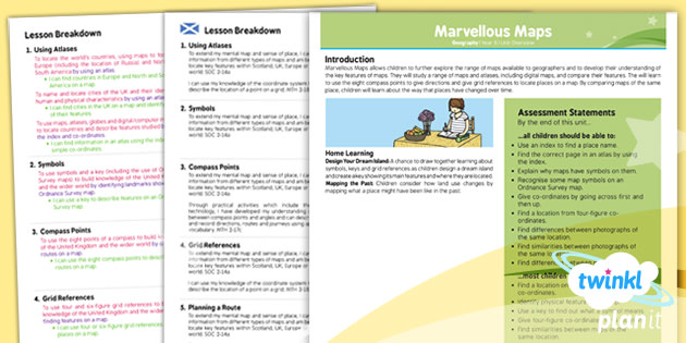 FREE! - Map Reading Planning Overview CfE - Year 5 Geography