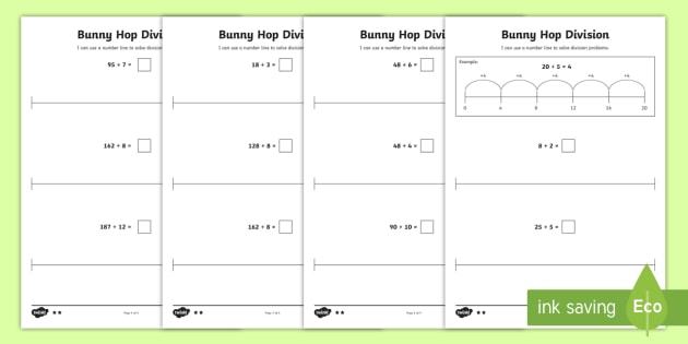 Bunny Hop Mixed Division Set 3 Differentiated Worksheet / Worksheets