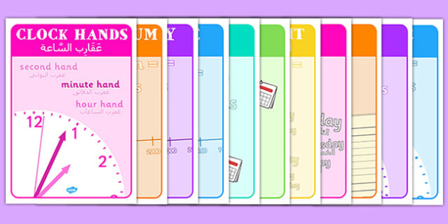 Units of Time Display Posters Arabic Translation