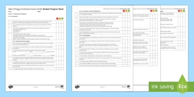 Homeostasis Progress Sheet | AQA Science | Beyond