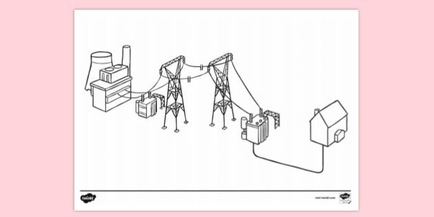 FREE! - Power Station to Home Colouring | Colouring Sheets