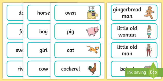 The Gingerbread Man Word Cards (teacher made)