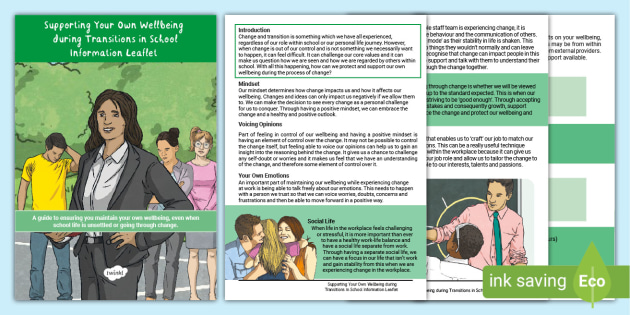 Staff Wellbeing during Transitions in School Leaflet