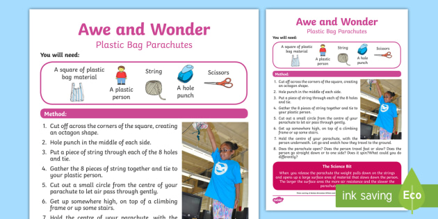 Plastic Bag Parachutes Awe and Wonder Science Activity