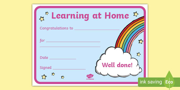 EYFS Learning at Home Certificate (teacher made)