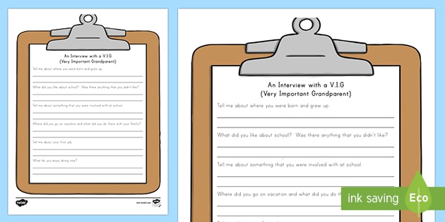 Grandparents Interview Worksheet | Grandparents Day | Twinkl