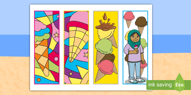 FREE! - Printable Colourful Ice Cream Bookmarks | Twinkl