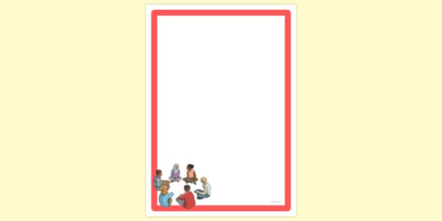 Children Sitting in a Circle Page Border | Page Borders