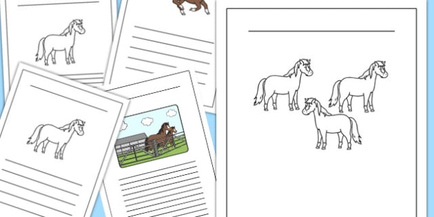 Horses and Ponies Writing Frames Lined (teacher made)