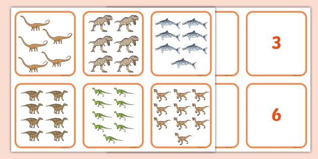 Dinosaur 0-20 Number Matching Cards (teacher made)