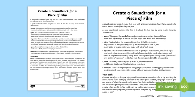 Create a Soundtrack for a Piece of Film Activity