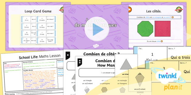 Shapes in French - School Life: Maths Lesson - Lesson Pack