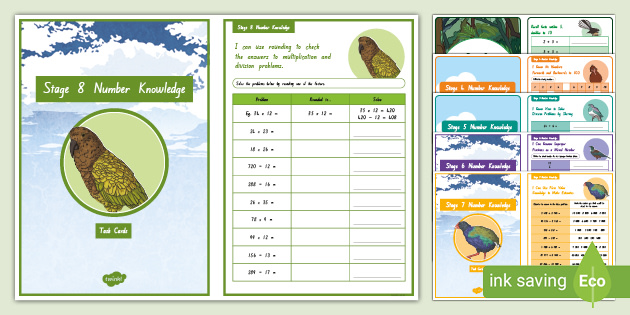 Number Knowledge Task Cards: Stages 3-8 | NZ (teacher made)