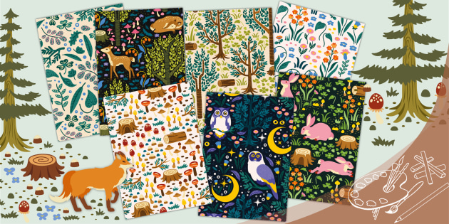 Woodland Animals Nature-Themed Pattern Posters Pack