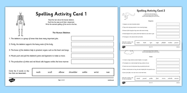 Australia - Year 3 Spelling Mistake Activity Cards