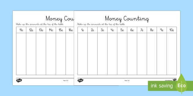 Euros Counting and Sorting Worksheet / Activity Sheet - money