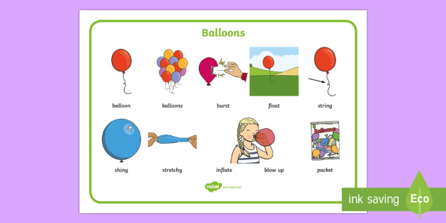 Balloons Word Mat (teacher made)