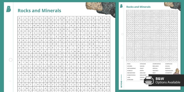 Rocks And Minerals Crossword Puzzle