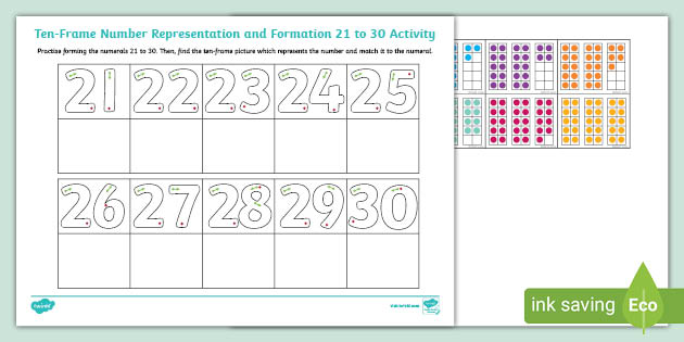 Number Representation and Formation 21 to 30