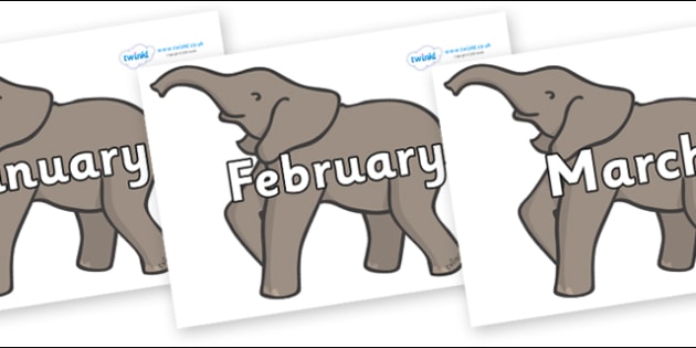 FREE! - Months of the Year on Elephants (teacher made)