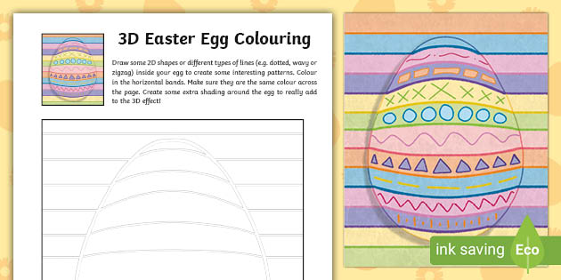 3D Easter Egg Colouring Page - Twinkl - KS2 (Teacher-Made)