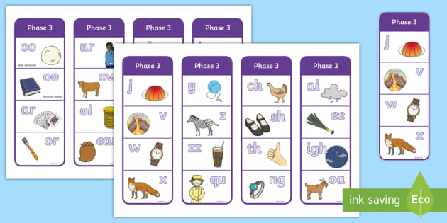 Phonics Phase 3 Phonemes Bookmarks (teacher made)